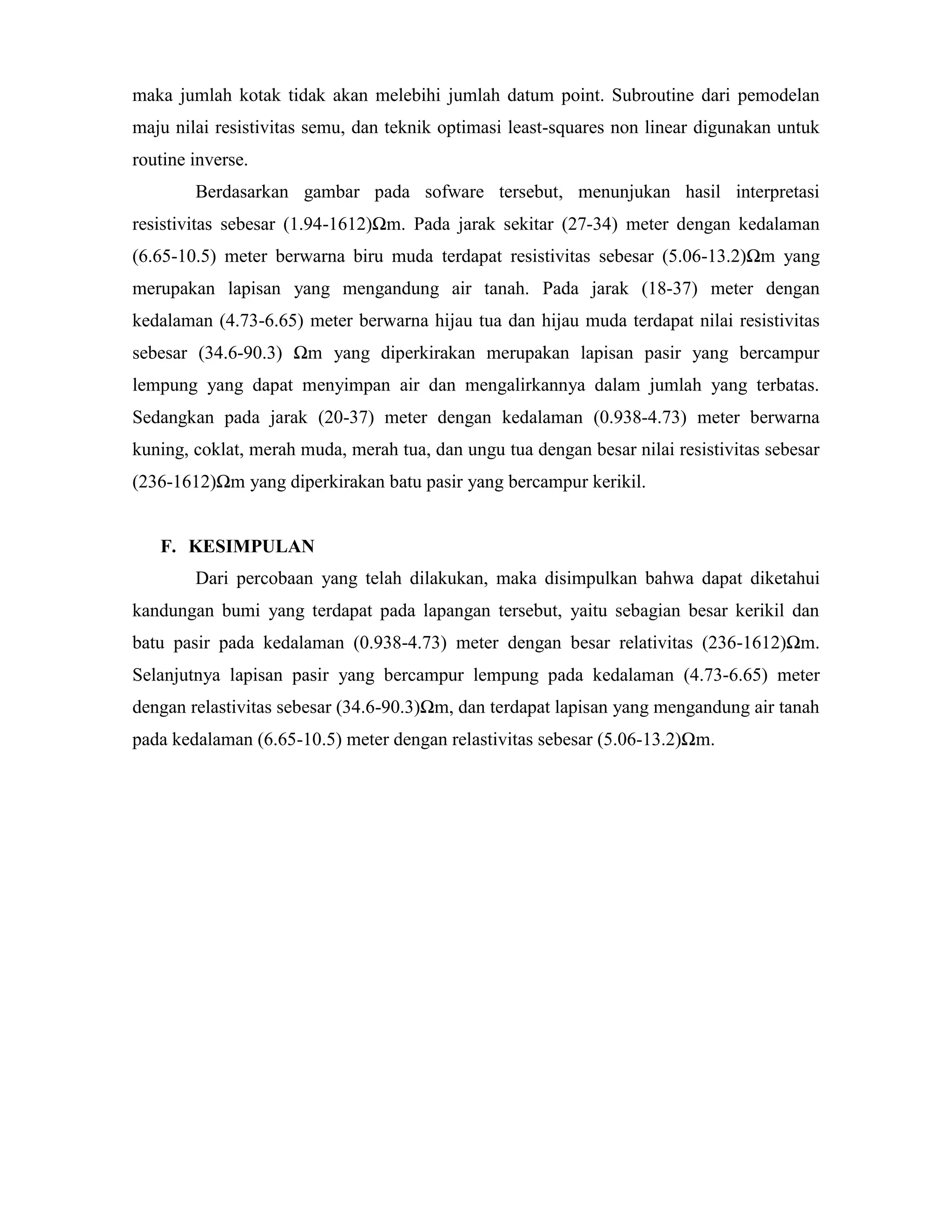 Laporan praktikum geolistrik | PDF