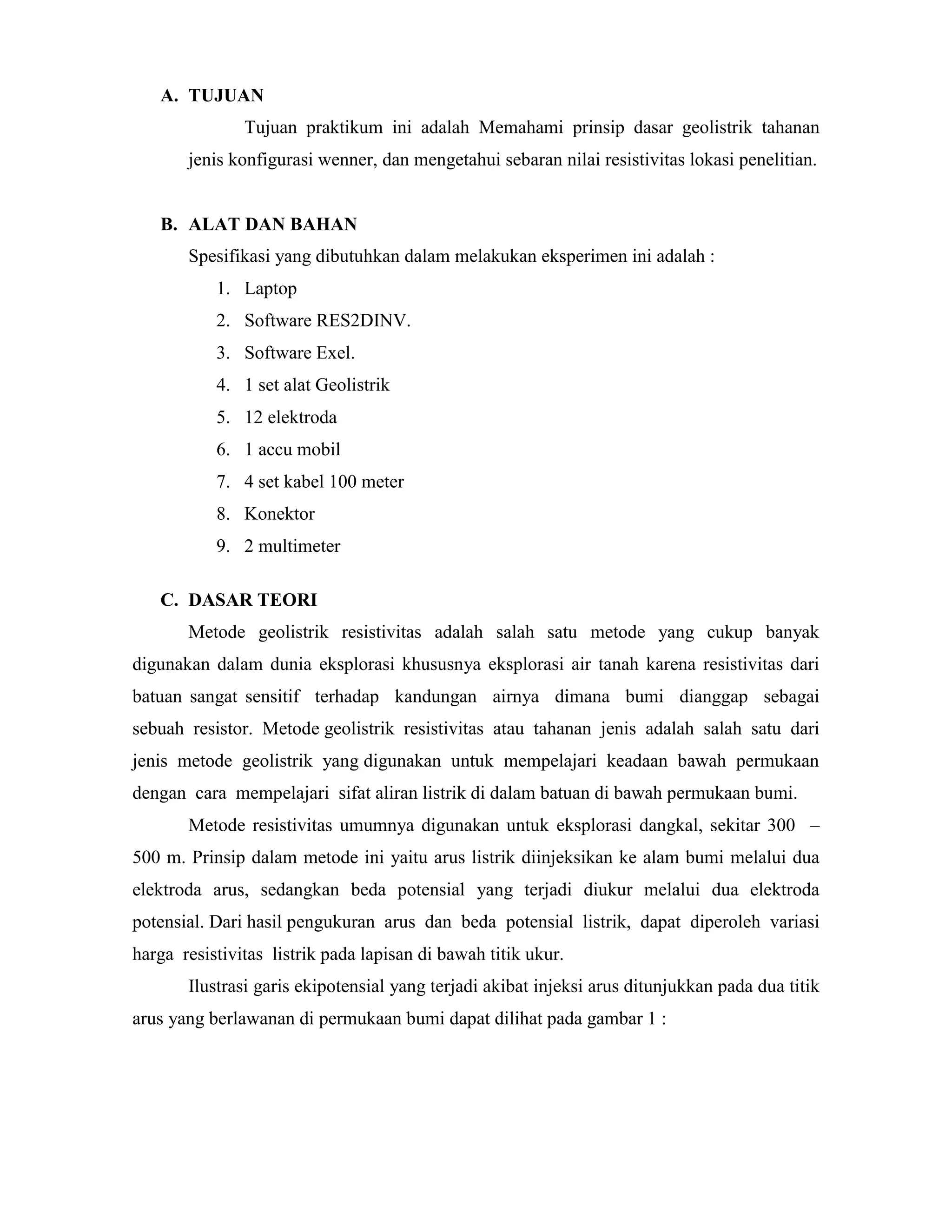 Laporan praktikum geolistrik | PDF