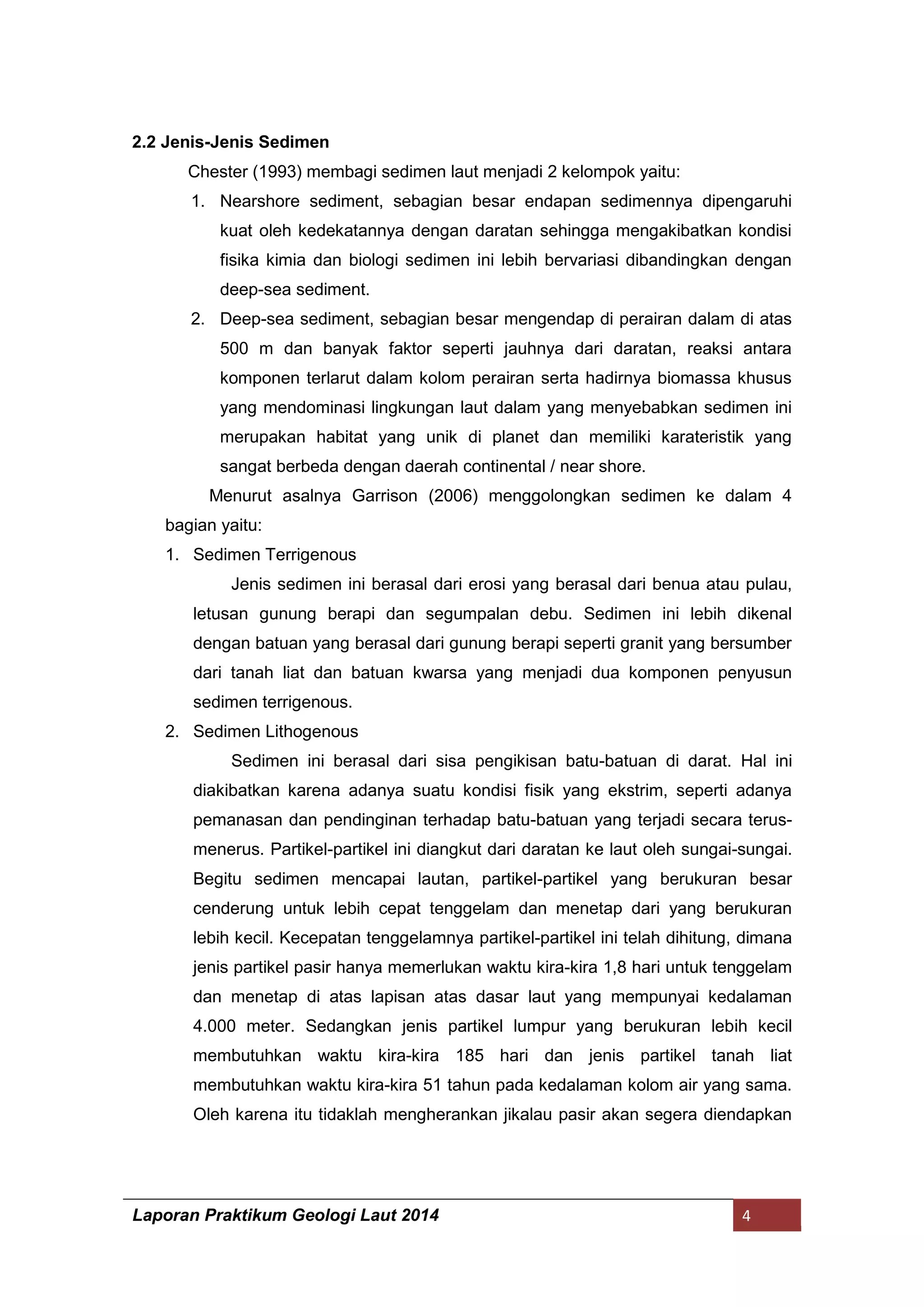 Laporan praktikum geologi_laut_analisa_b | PDF