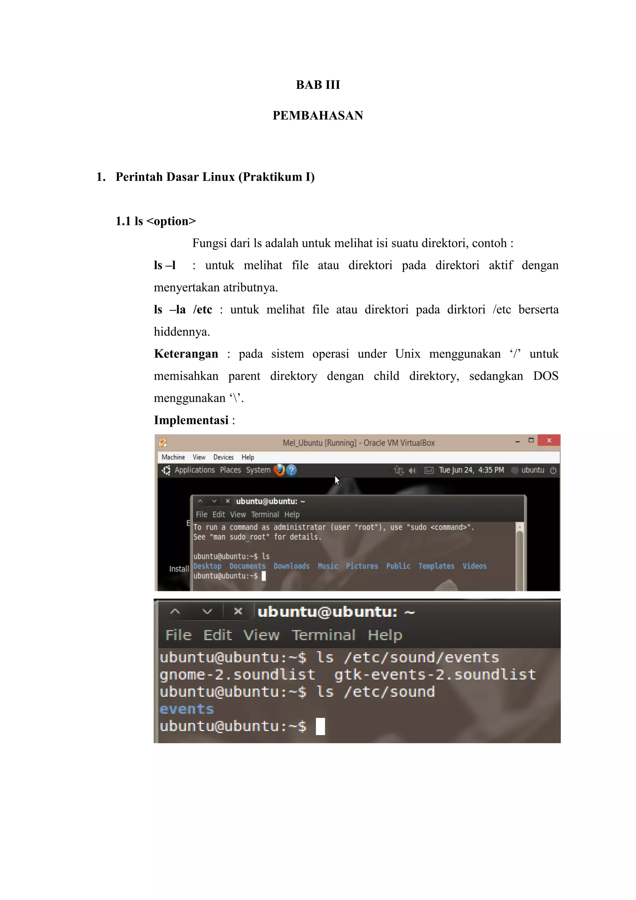 Laporan praktikum i dan ii tentang mengenal perintah dasar linux ubuntu | PDF