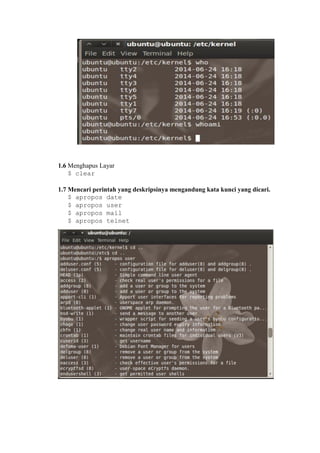 Laporan praktikum i dan ii tentang mengenal perintah dasar linux ubuntu | PDF