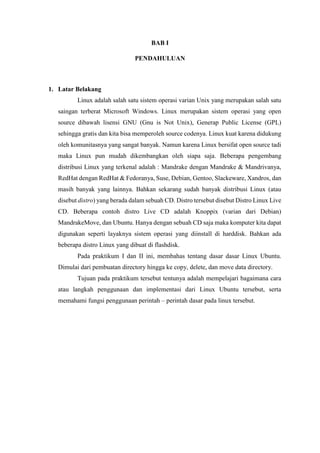Laporan praktikum i dan ii tentang mengenal perintah dasar linux ubuntu | PDF