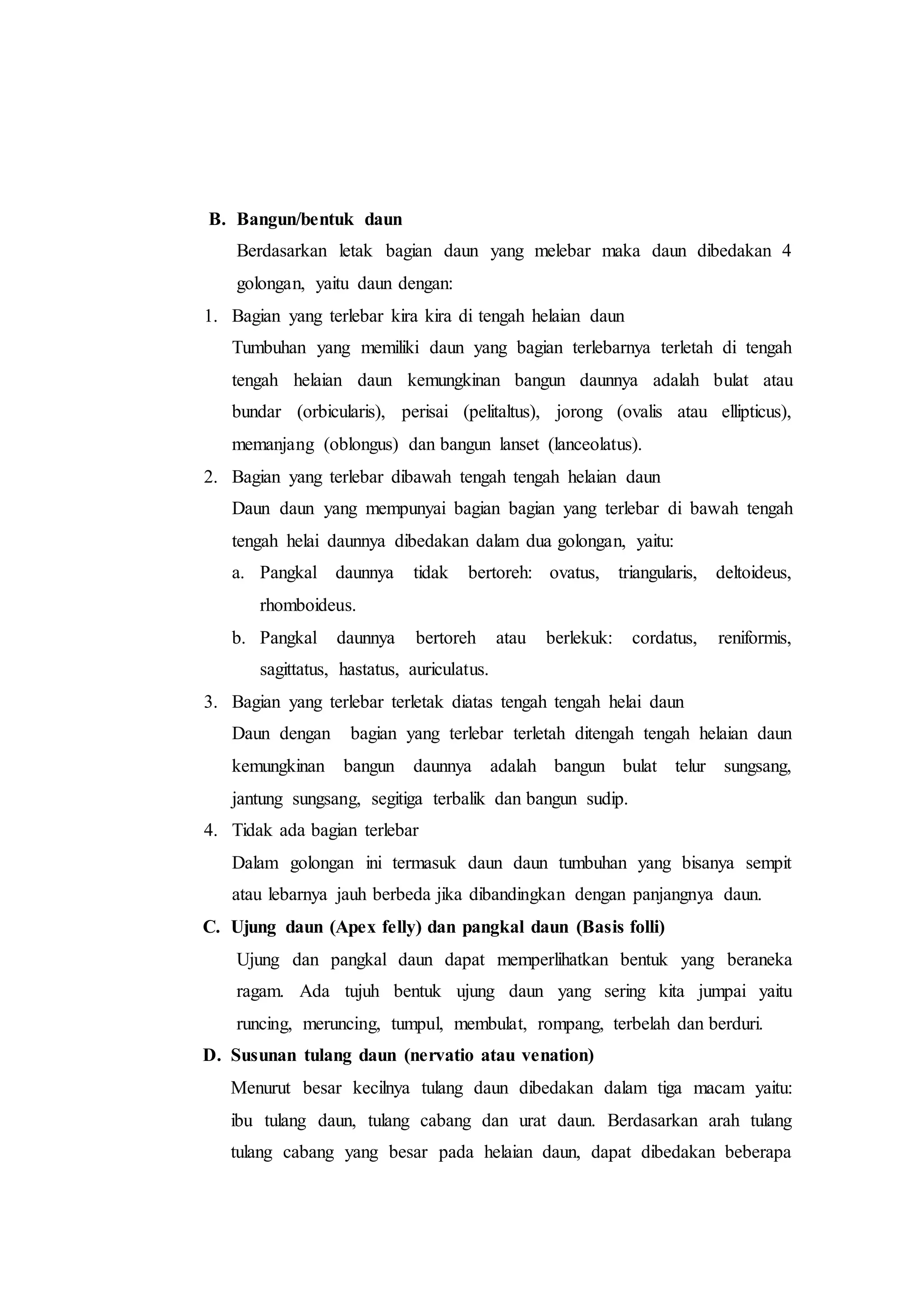 Laporan praktikum 1 daun tunggal dan bagian bagiannya | DOCX