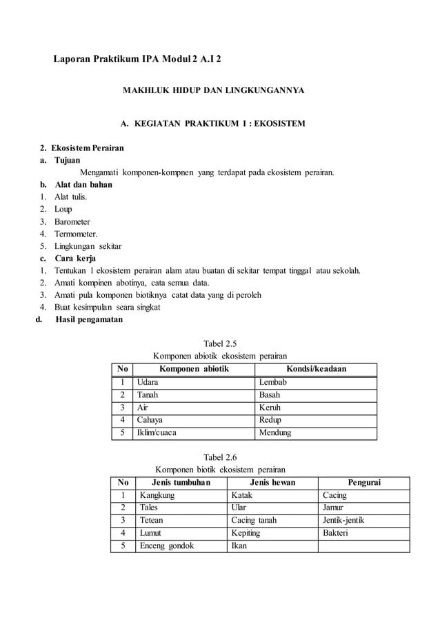 Laporan praktikum ipa modul 2 1 | DOCX