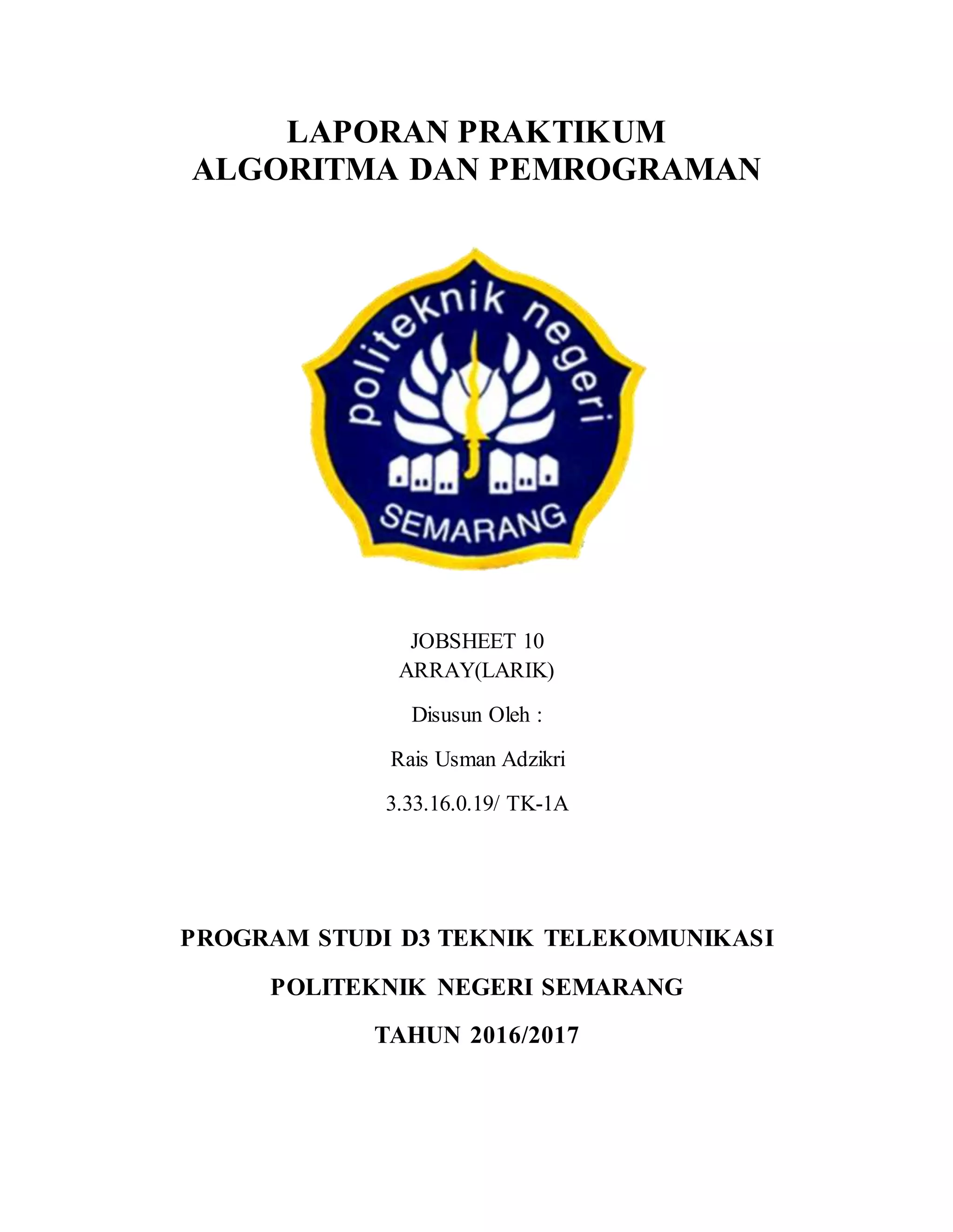 Laporan praktikum jawaban 10 algoritma(1) | DOCX