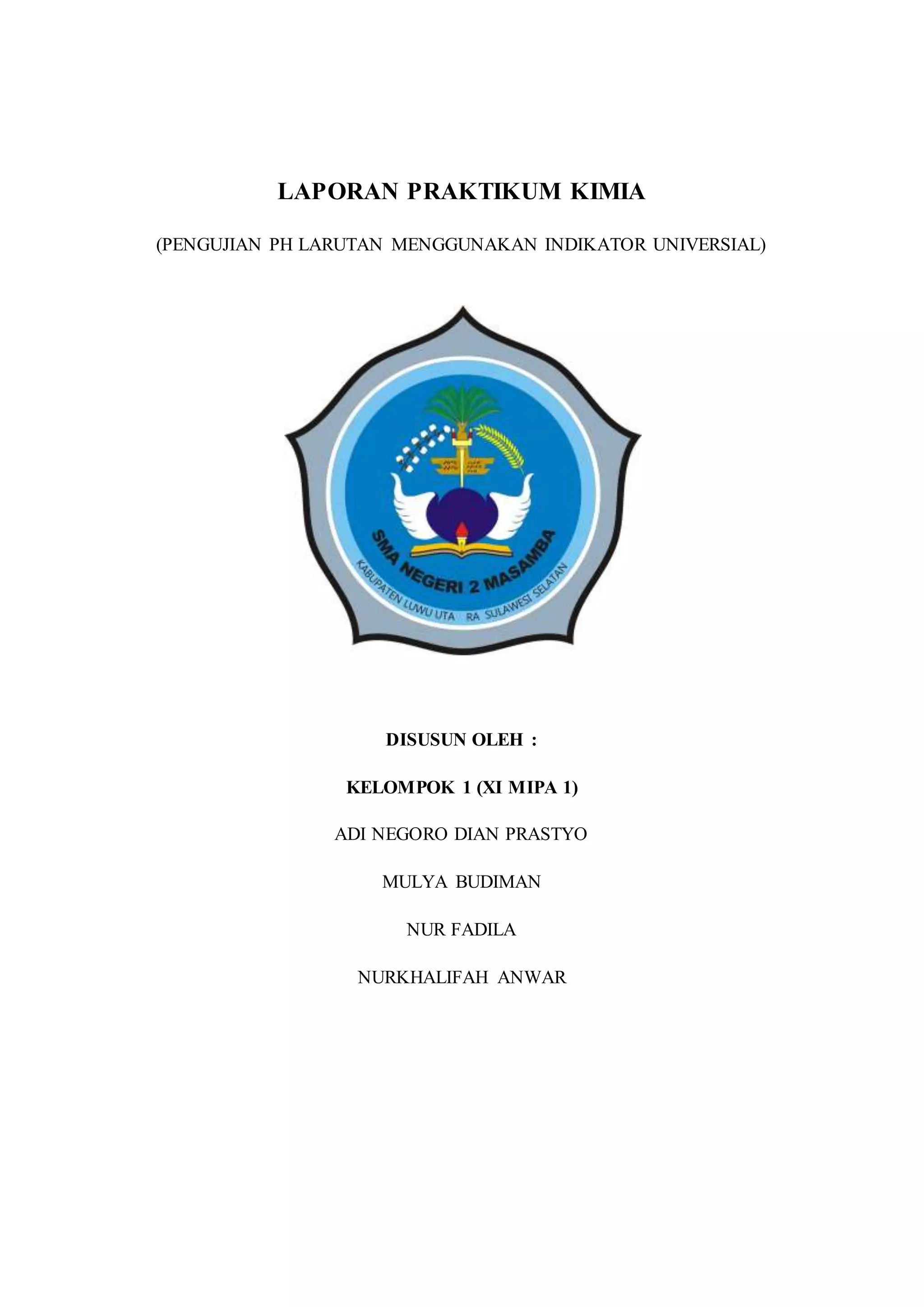 Laporan Praktikum Kimia (Uji pH) | DOCX