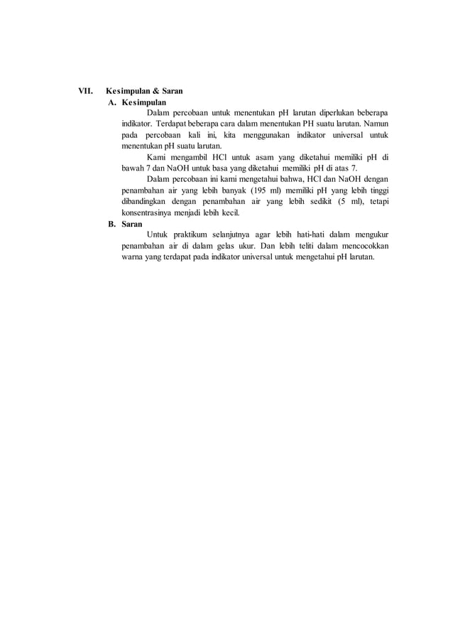 Laporan Praktikum Kimia (Uji pH) | DOCX