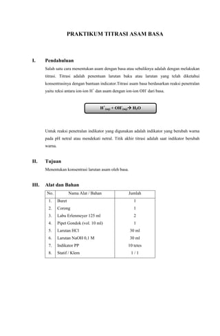 Laporan praktikum kimia titrasi asam basa | PDF