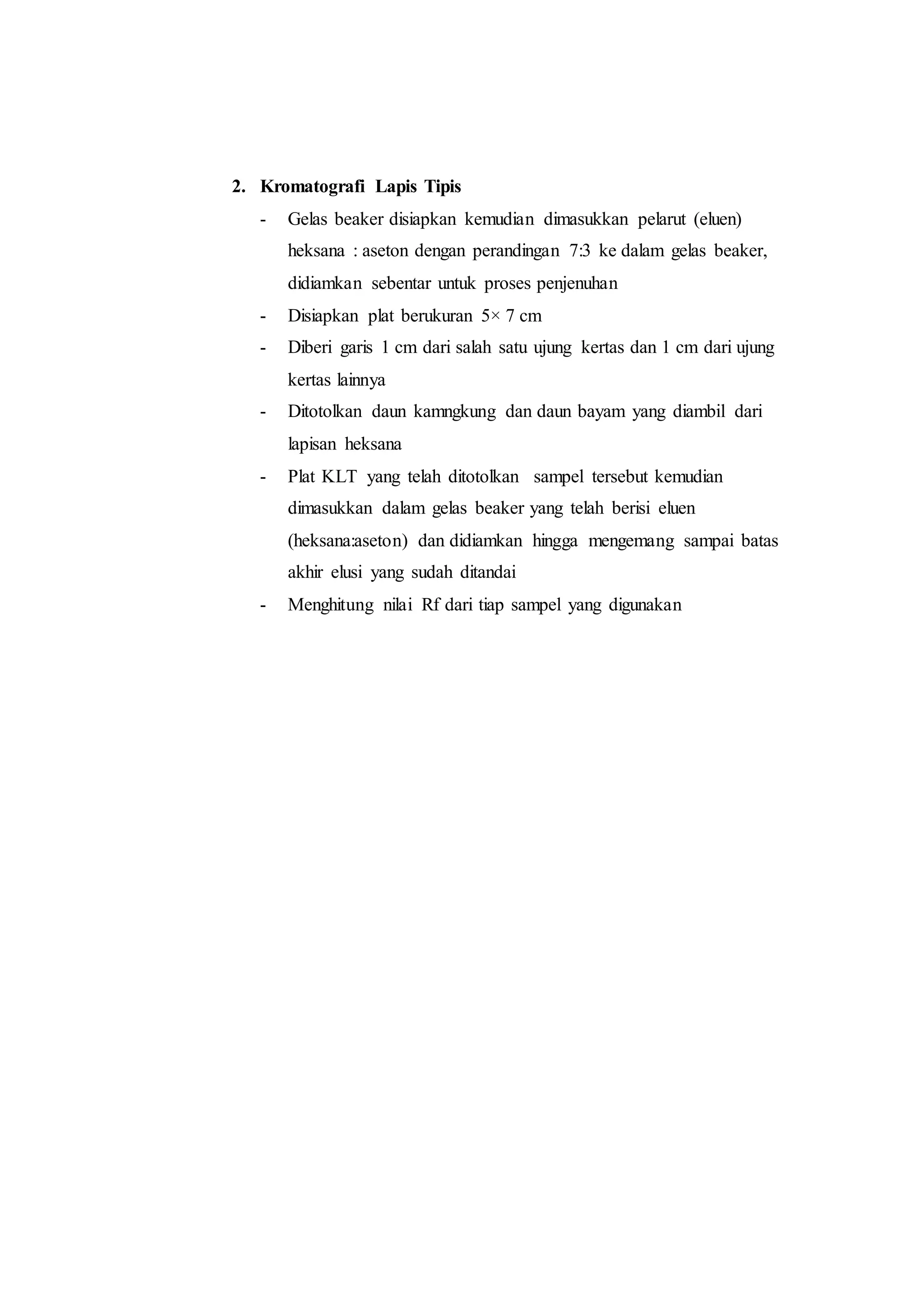 Laporan praktikum kromatografi 3 (klt) | DOCX