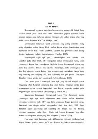 Laporan praktikum kromatografi 3 (klt) | DOCX