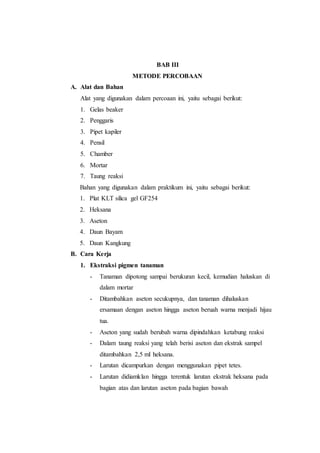 Laporan praktikum kromatografi 3 (klt) | DOCX