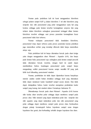 Laporan praktikum kromatografi 4 (klt) | DOCX