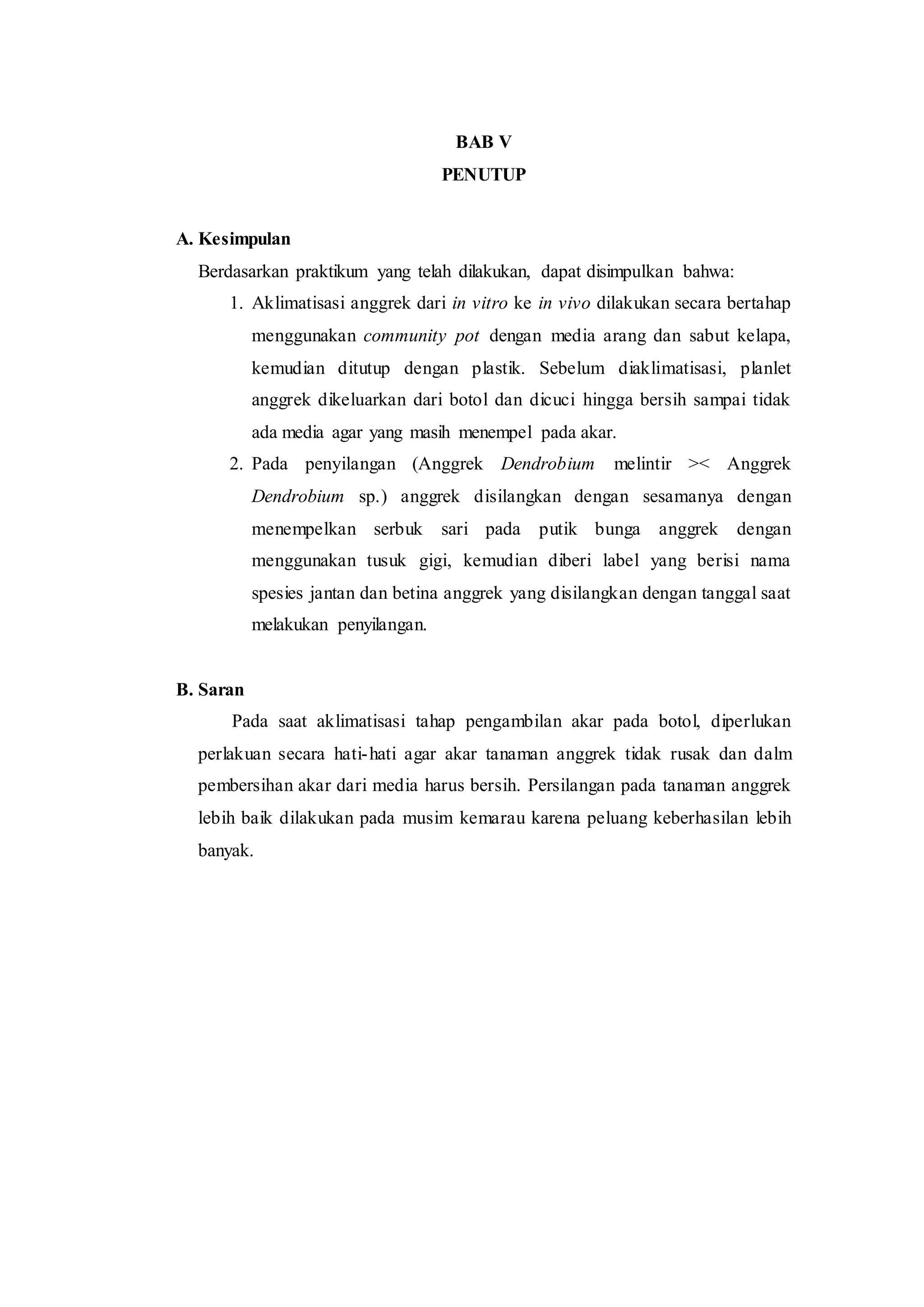 Laporan Praktikum Kultur Jaringan Tumbuhan: Aklimatisasi Anggrek ...