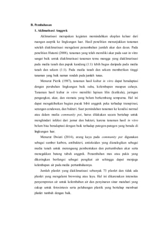 Laporan Praktikum Kultur Jaringan Tumbuhan: Aklimatisasi Anggrek ...