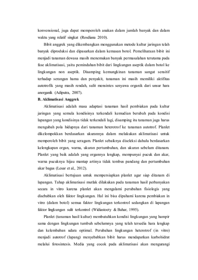 Laporan Praktikum Kultur Jaringan Tumbuhan: Aklimatisasi Anggrek ...