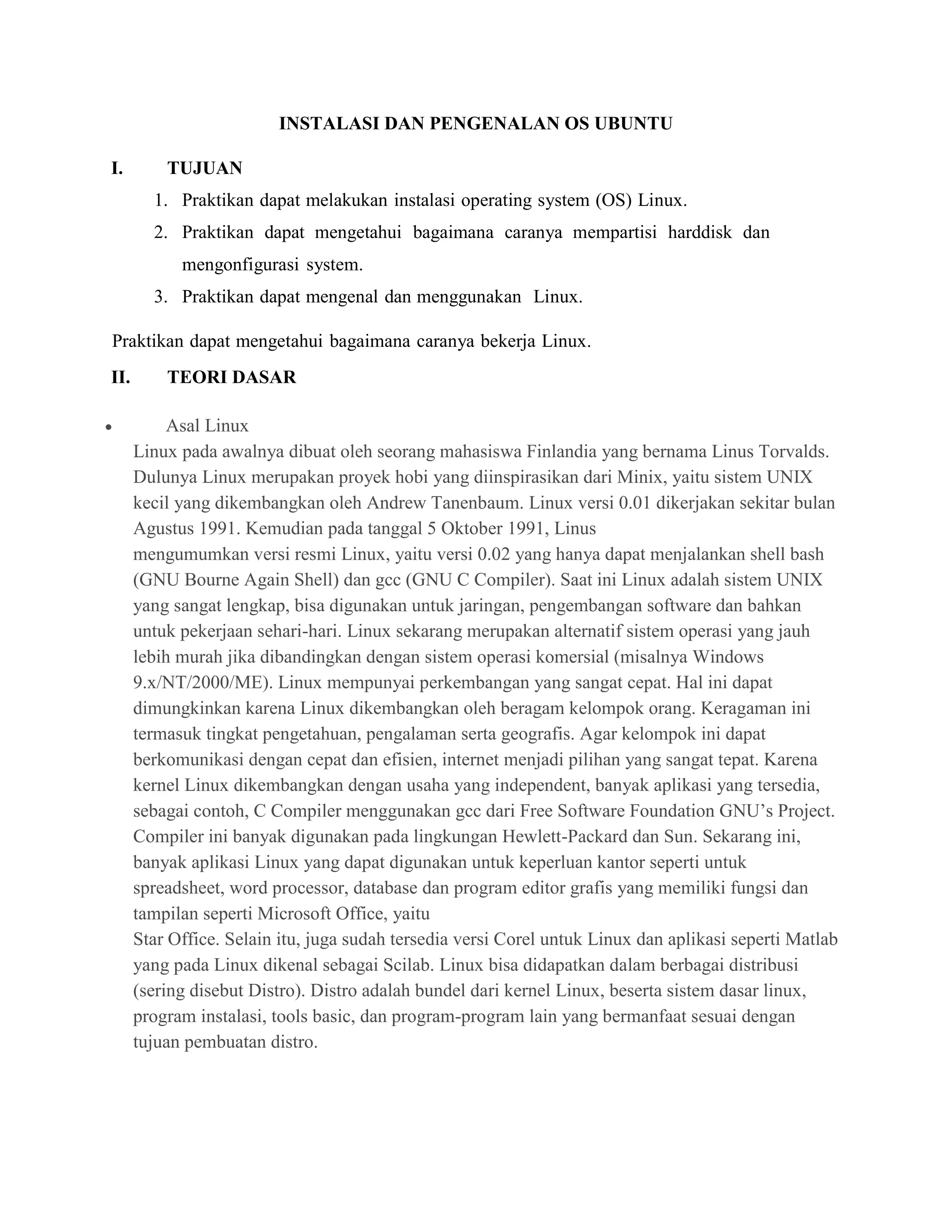 Laporan praktikum linux | PDF