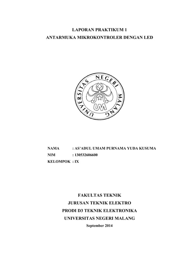 Laporan praktikum mikrokontroler dengan led | PDF