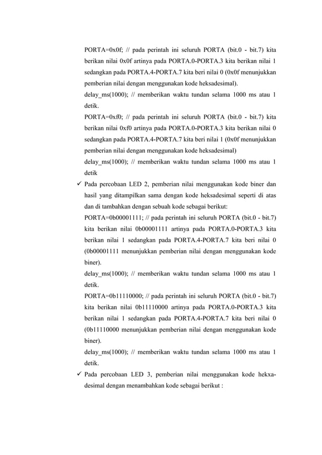 Laporan praktikum mikrokontroler dengan led | PDF