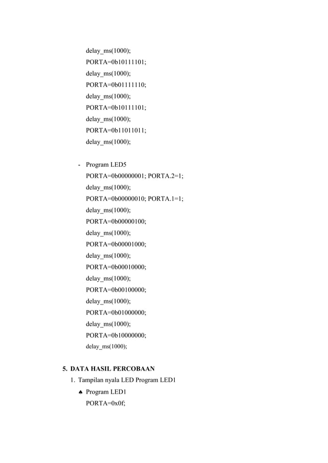Laporan praktikum mikrokontroler dengan led | PDF
