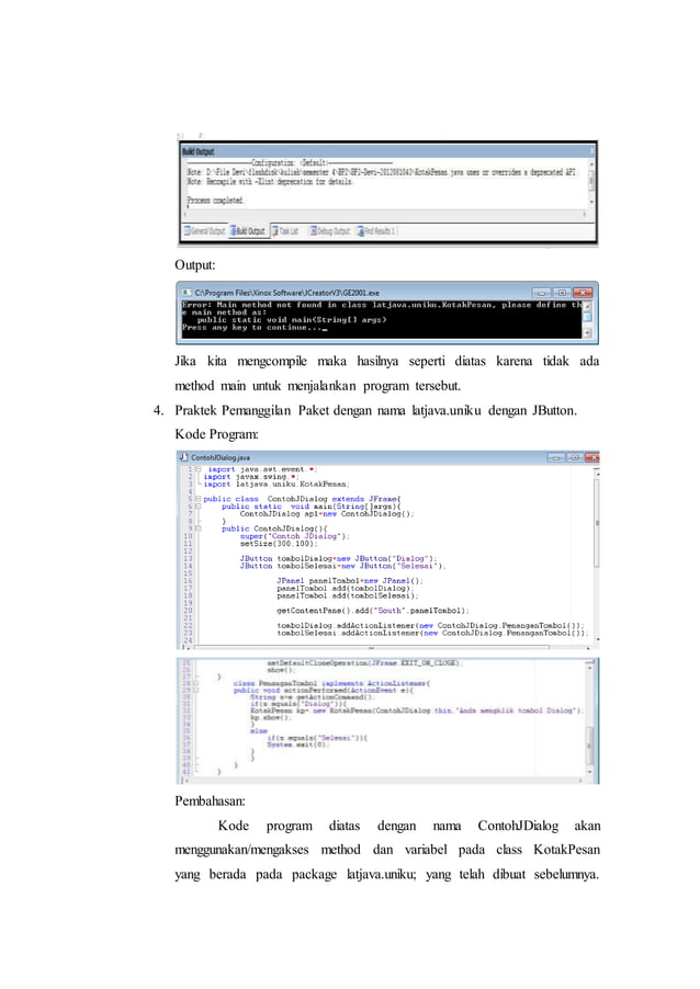 Laporan praktikum modul 1 (pemrograman swing) | DOCX