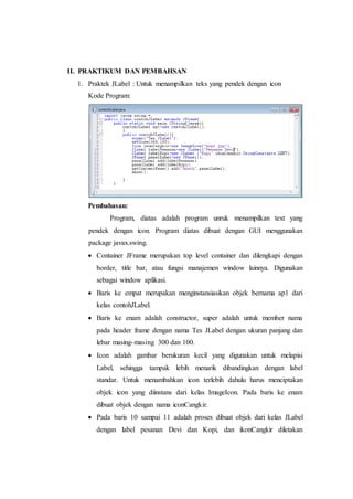 Laporan praktikum modul 1 (pemrograman swing) | DOCX