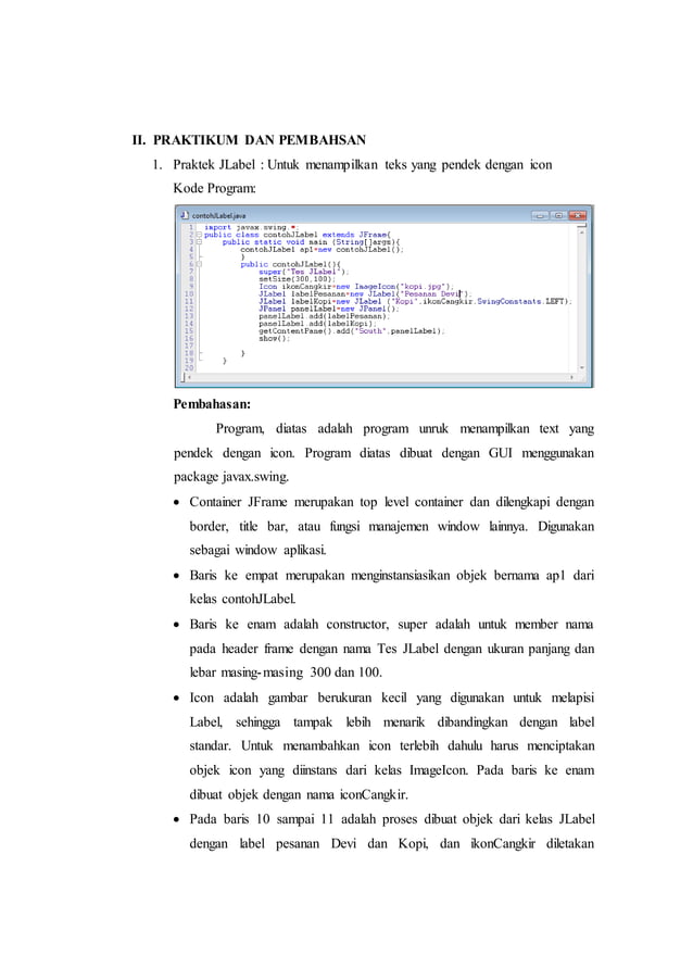 Laporan praktikum modul 1 (pemrograman swing) | DOCX