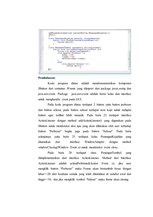 Laporan praktikum modul 1 (pemrograman swing) | DOCX