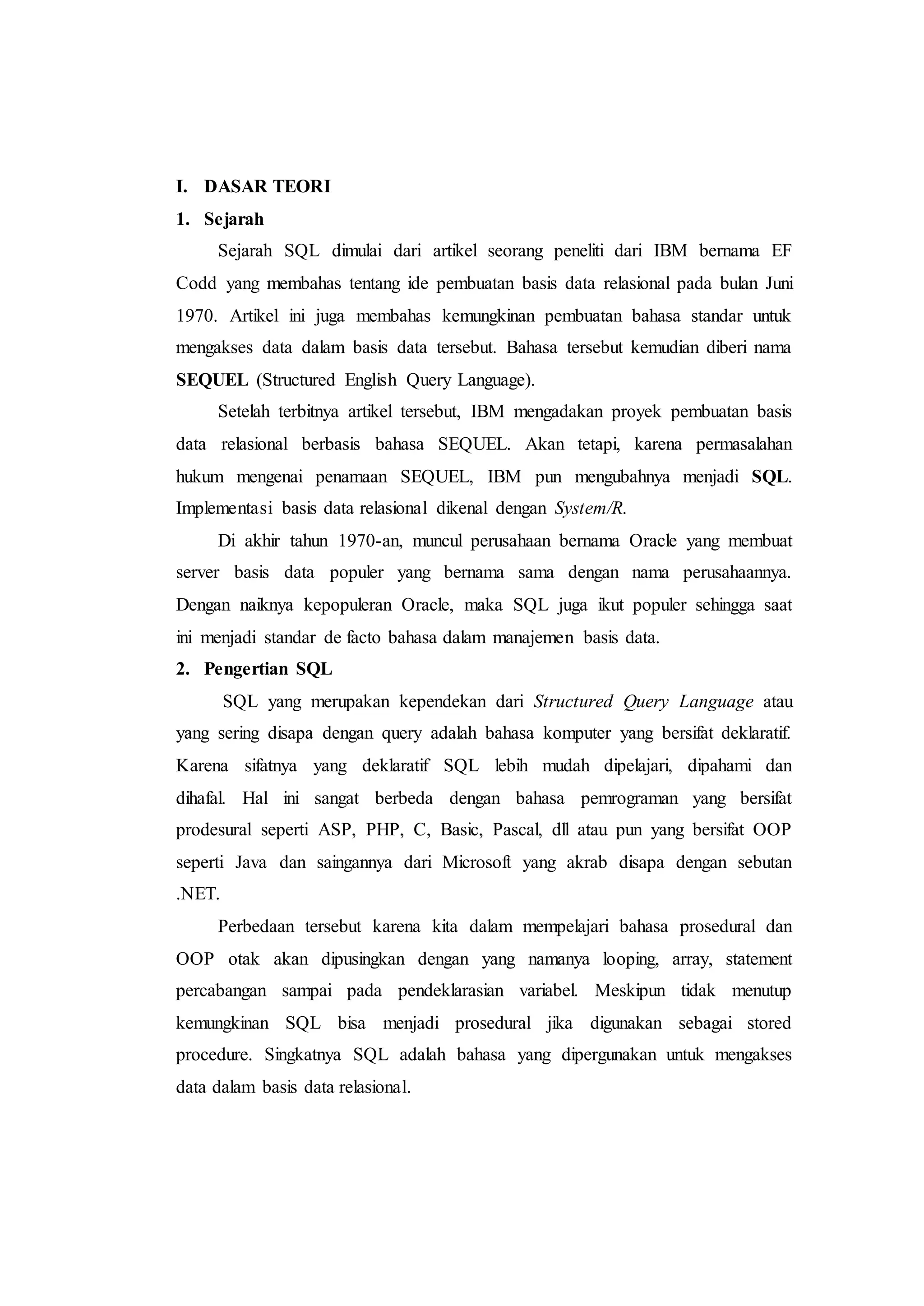 Laporan praktikum modul 2 (membuat table, primary key,foreign key ...