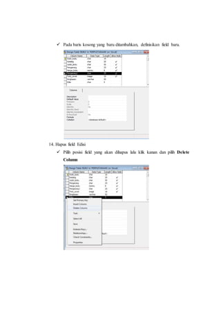 Laporan praktikum modul 2 (membuat table, primary key,foreign key menggunakan transcact sql) | DOCX