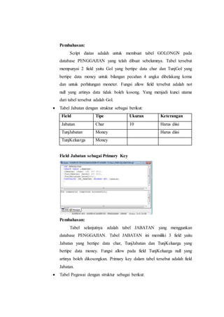 Laporan praktikum modul 2 (membuat table, primary key,foreign key ...