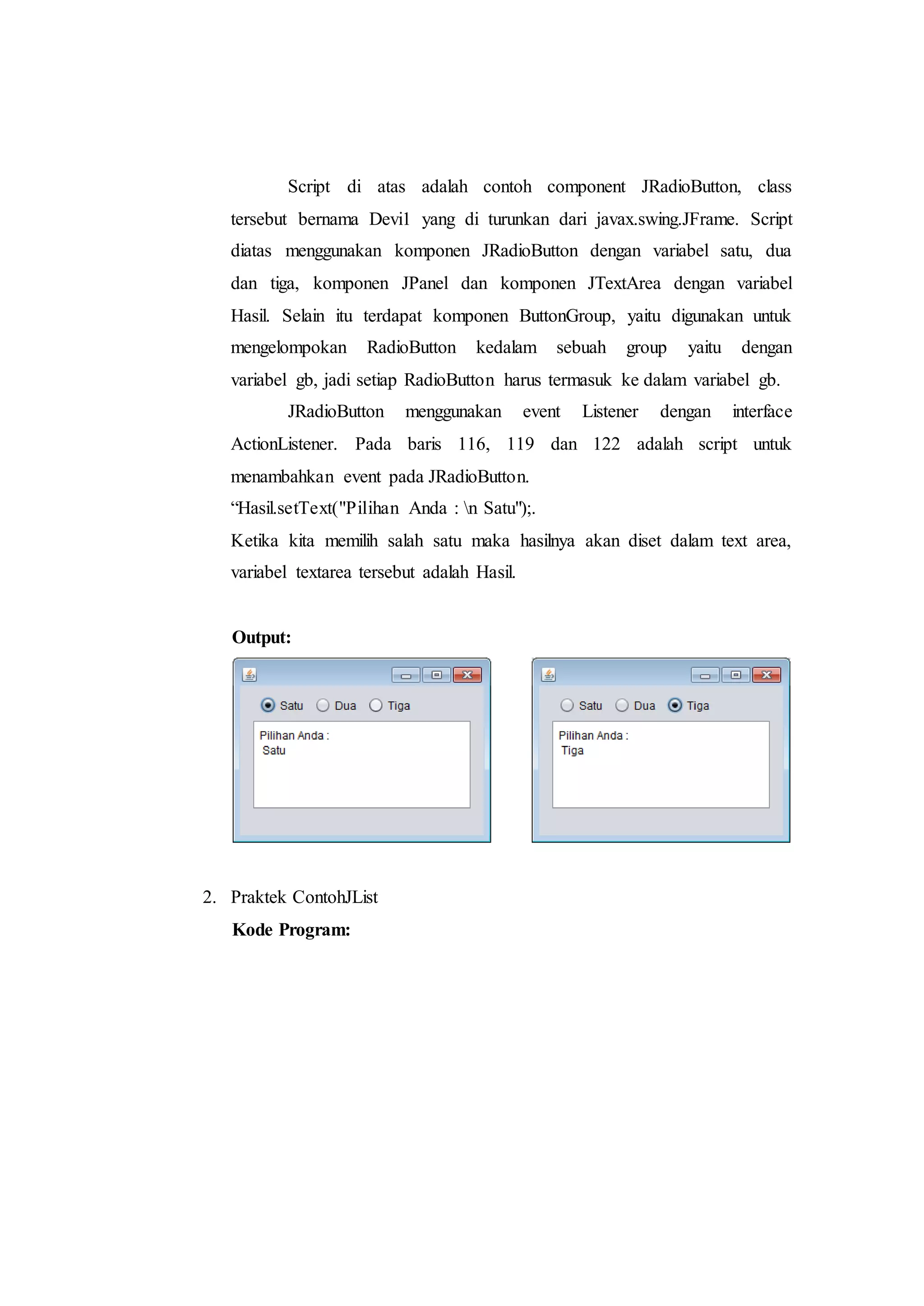 Laporan praktikum modul 3 (pemrograman swing 3) | PDF