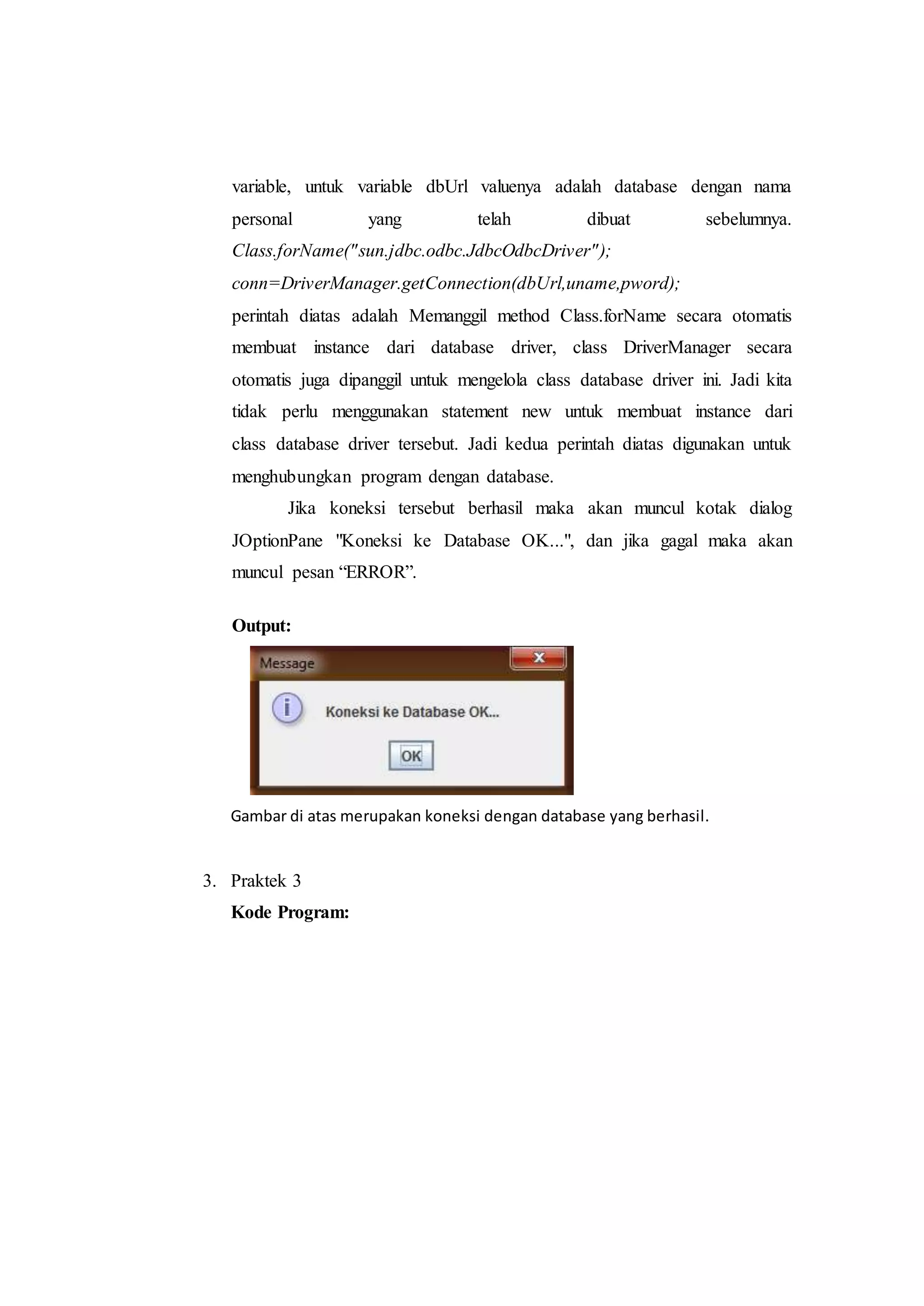 Laporan praktikum modul 5 (pemrogrman database dengan odbc) | PDF