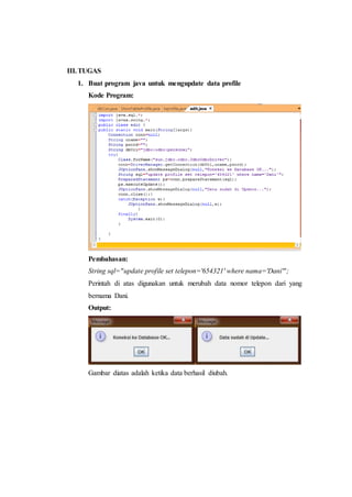 Laporan praktikum modul 5 (pemrogrman database dengan odbc) | PDF