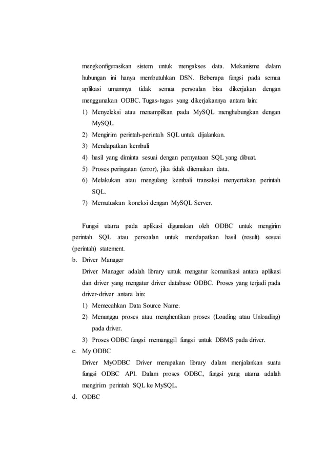 Laporan praktikum modul 5 (pemrogrman database dengan odbc) | PDF