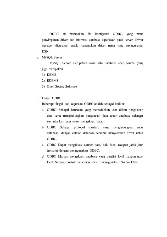 Laporan praktikum modul 5 (pemrogrman database dengan odbc) | PDF