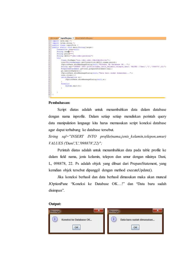 Laporan praktikum modul 5 (pemrogrman database dengan odbc) | PDF