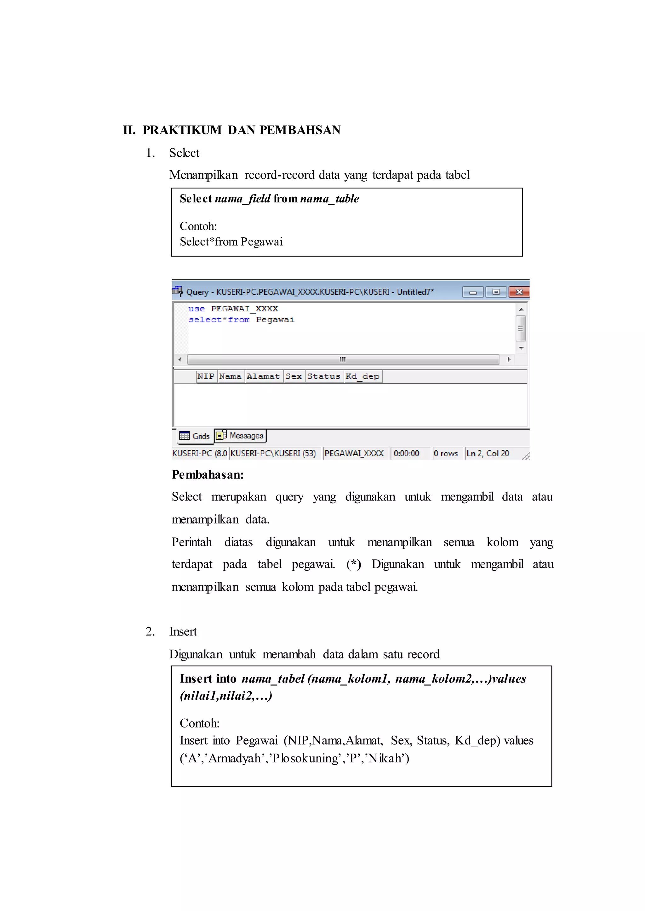 Laporan praktikum modul 7 (dml) | DOCX