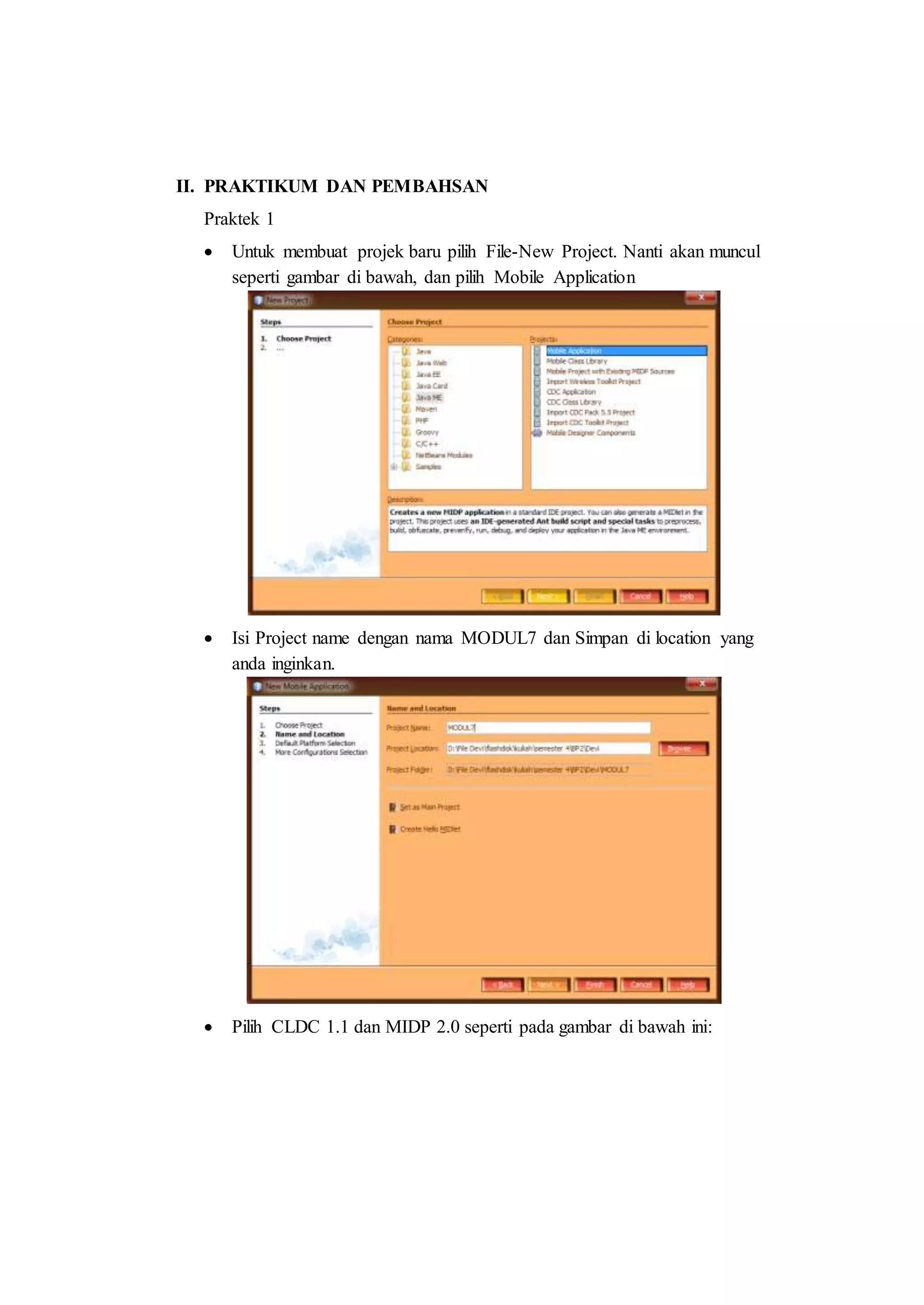 Laporan praktikum modul 7 pemrogrman mobile j2me | DOCX