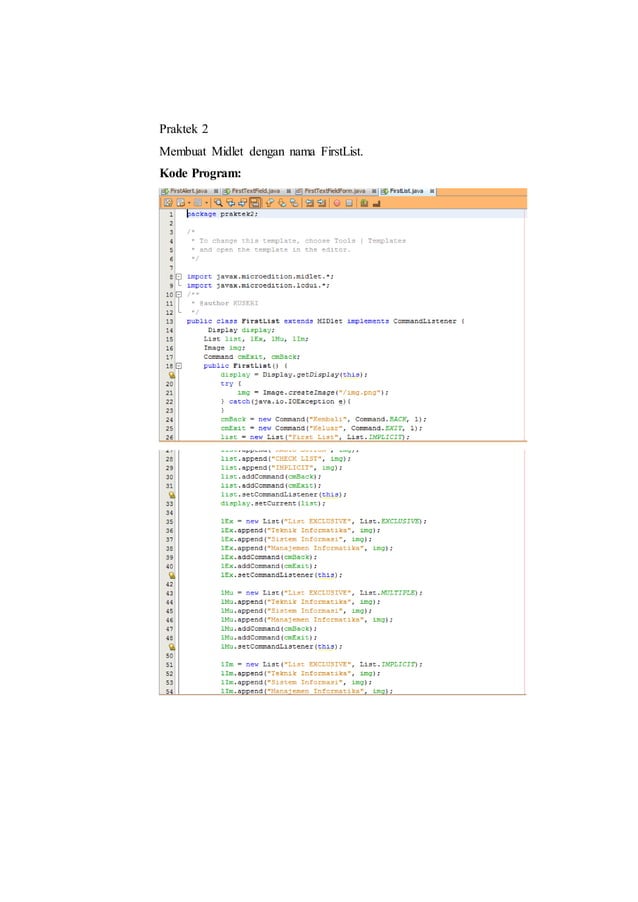 Laporan praktikum modul 7 pemrogrman mobile j2me | DOCX
