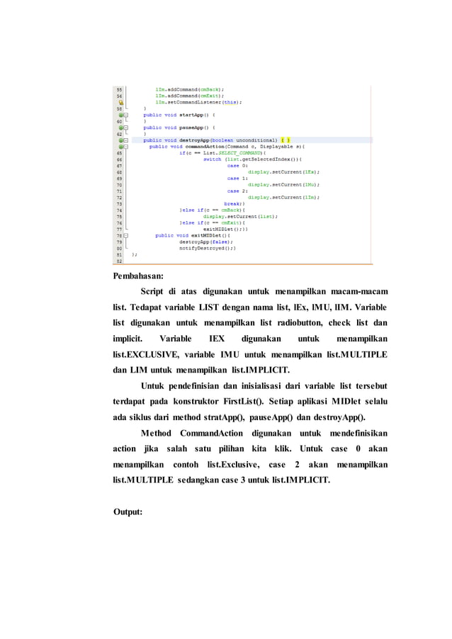 Laporan praktikum modul 7 pemrogrman mobile j2me | DOCX