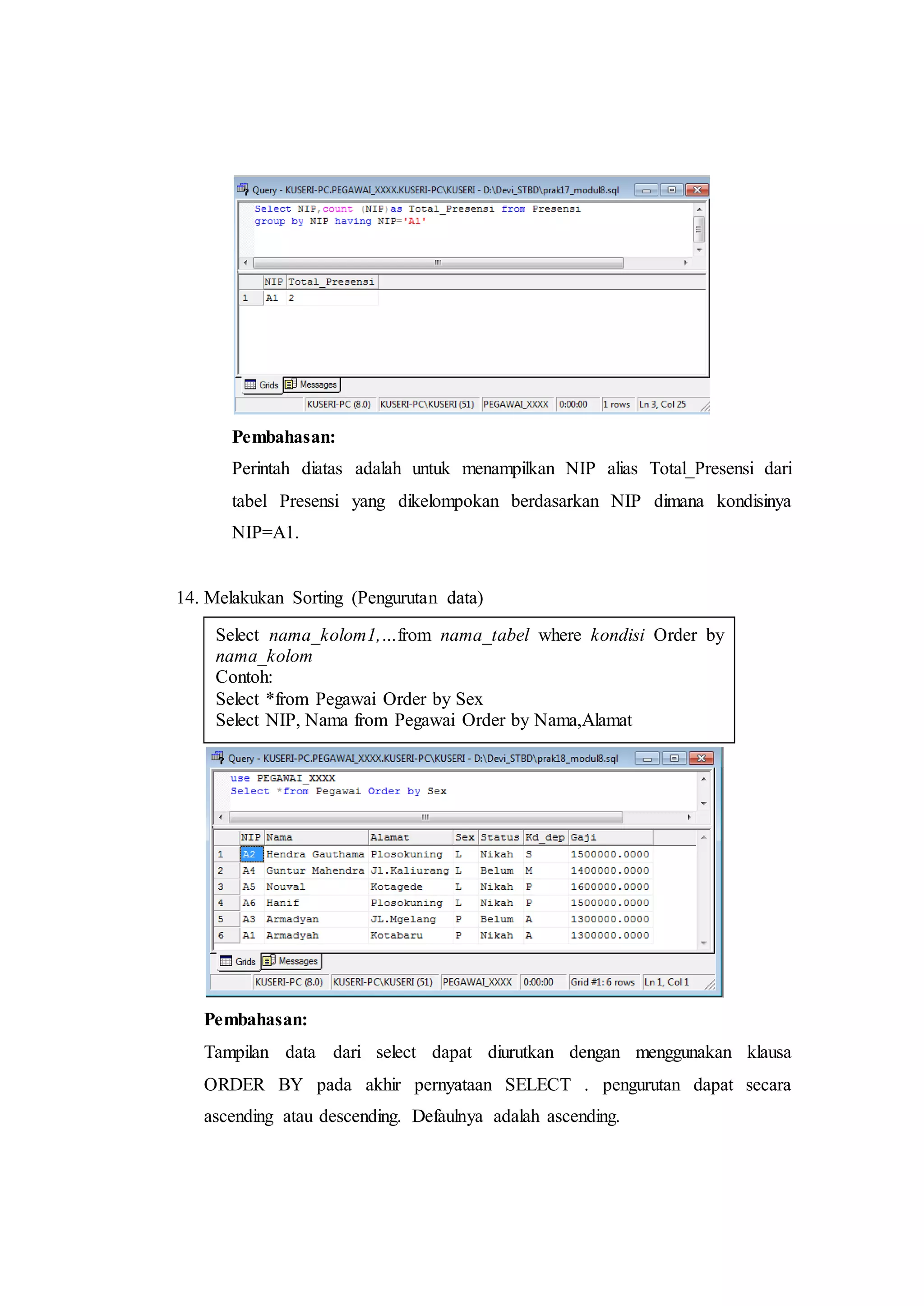 Laporan praktikum modul 8 (dml part 2) | DOCX