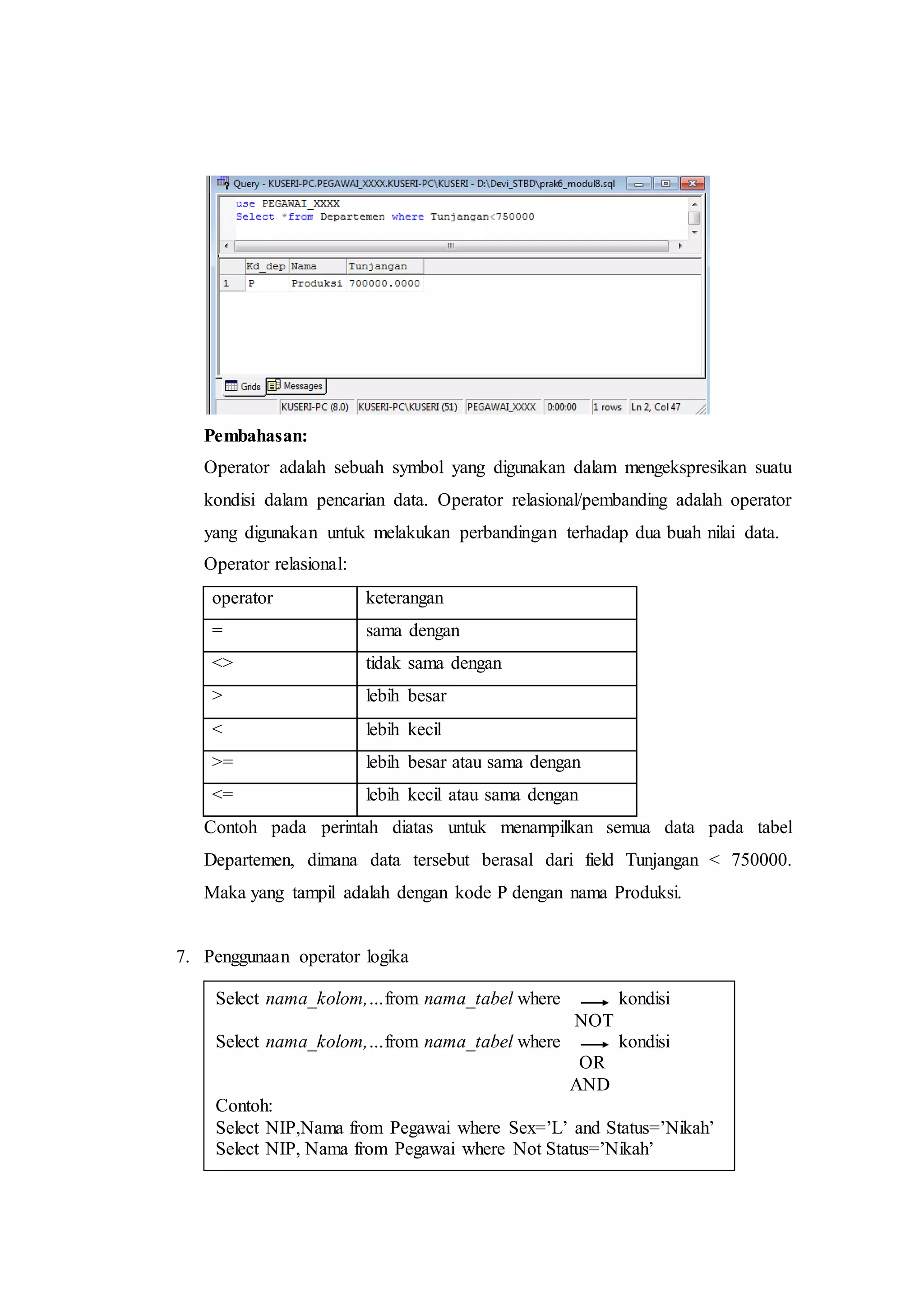 Laporan praktikum modul 8 (dml part 2) | DOCX