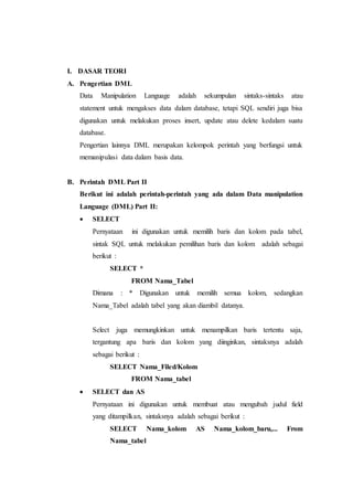 Laporan praktikum modul 8 (dml part 2) | DOCX