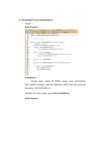 Laporan praktikum modul 8 pemrogrman mobile j2me II devi-201208104 | DOCX