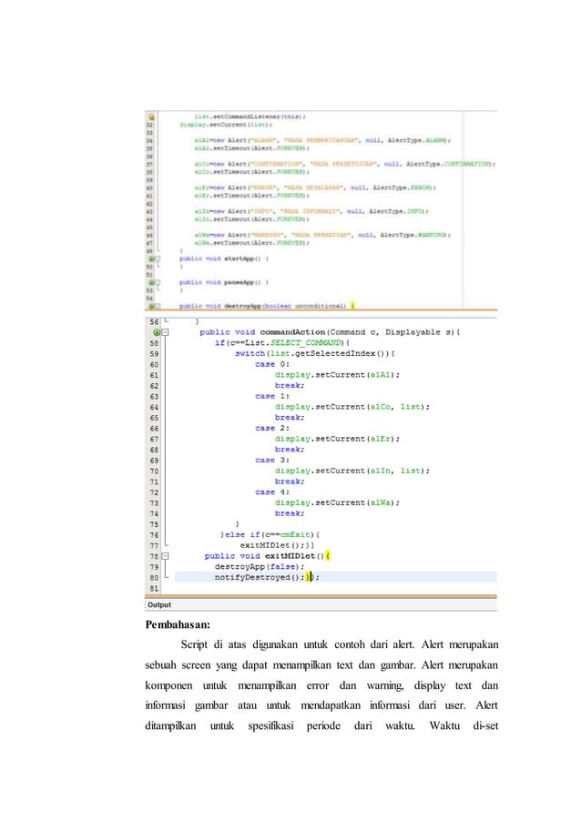 Laporan praktikum modul 8 pemrogrman mobile j2me II devi-201208104 | DOCX