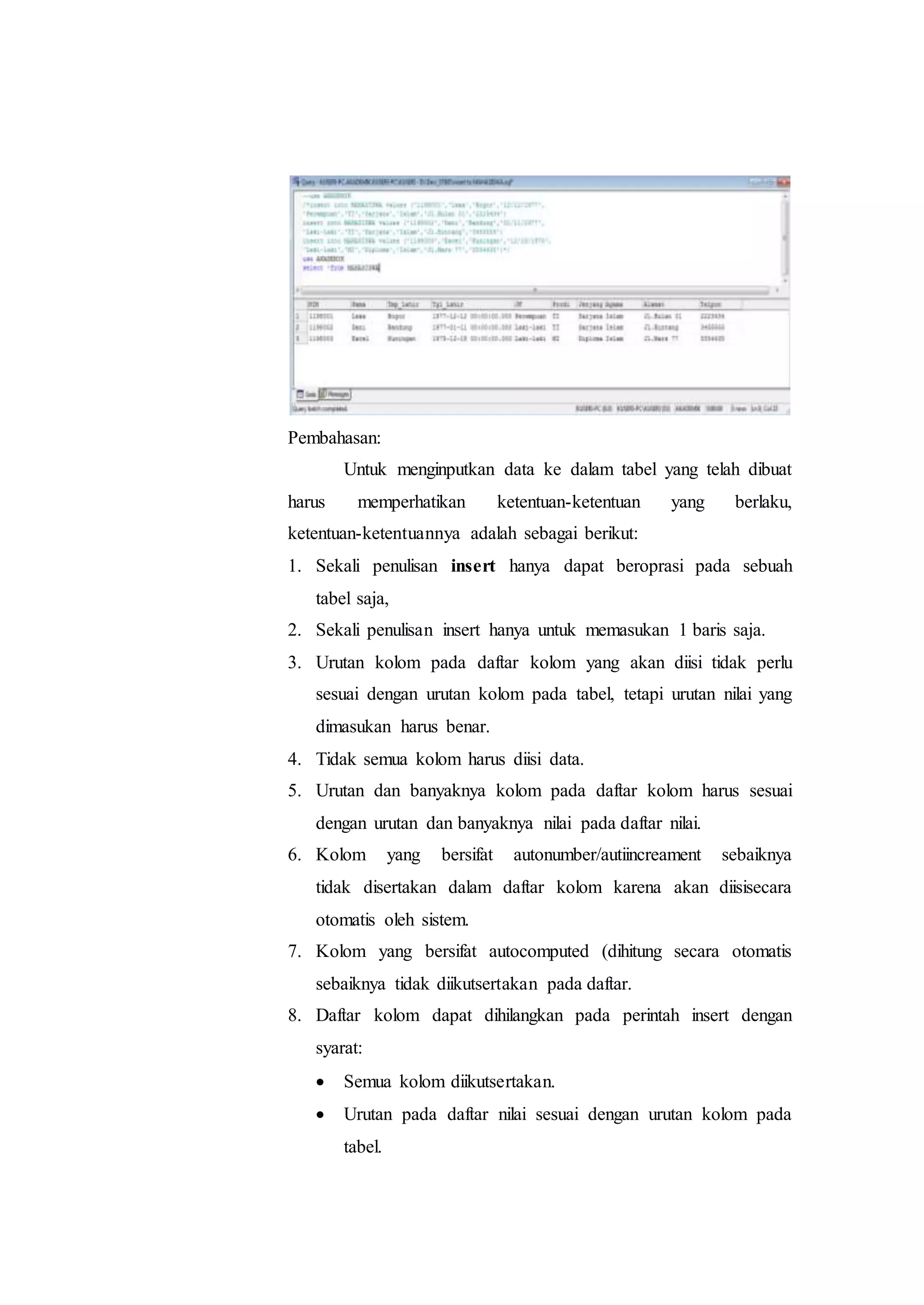 Laporan praktikum modul 9 (review ddl dan dml) | DOCX