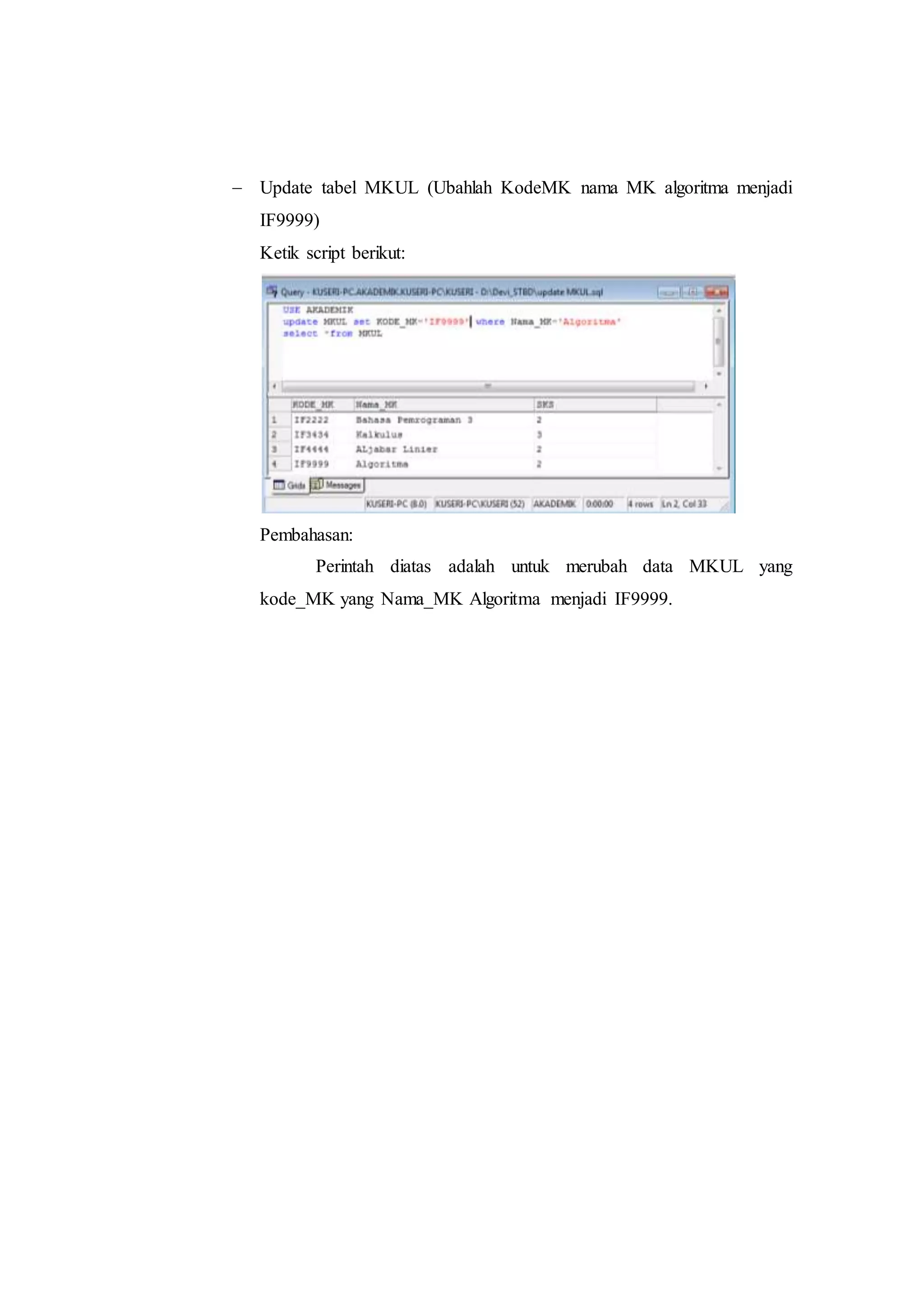 Laporan praktikum modul 9 (review ddl dan dml) | DOCX
