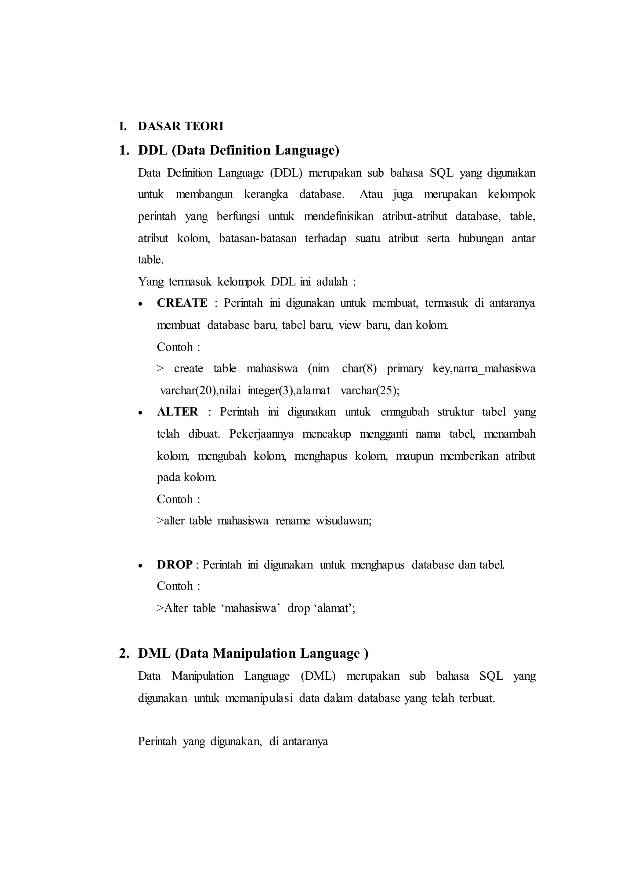 Laporan praktikum modul 9 (review ddl dan dml) | DOCX
