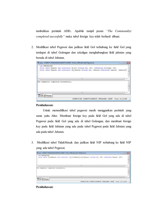 Laporan praktikum modul 9 (review ddl dan dml) | PDF