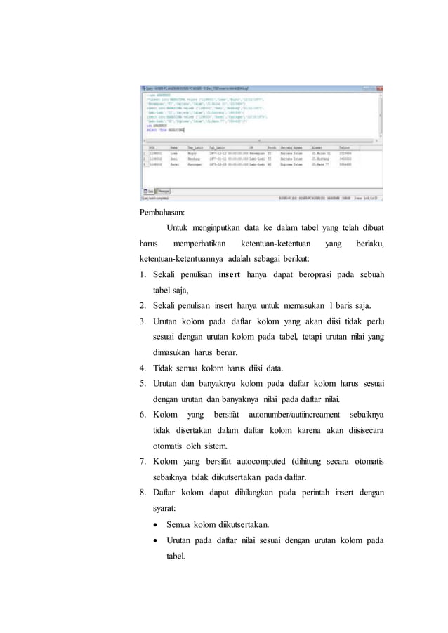 Laporan praktikum modul 9 (review ddl dan dml) | PDF